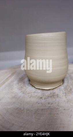 Handmade clay cups. In the process of preparation. Step by step guide ...