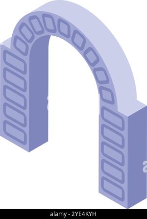 Isometric view of an arch connecting two pillars, representing strength ...