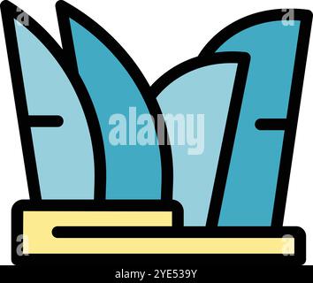 Simple blue flat drawing of the SYDNEY OPERA HOUSE, SYDNEY Stock Vector ...