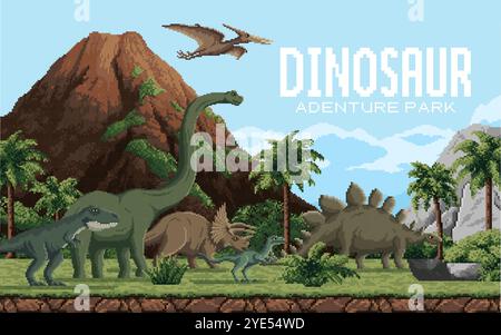 Stegosaurus Pixel Art Dinosaur Video Game Cartoon Stock Vector Image ...