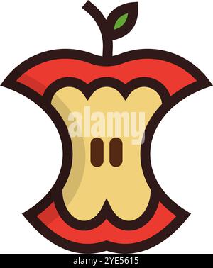 Sweet apple fruit core. Leftovers and scraps of food. Flat icon in ...