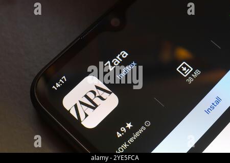 In this photo illustration, the Zara logo is displayed on a smartphone ...