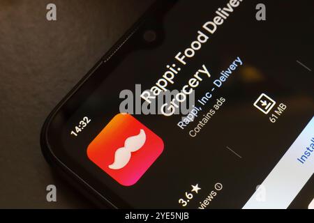 In this photo illustration, the Rappi logo is displayed on a smartphone ...