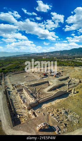 Aerial view of Tripolis on the Meander Ancient City in Denizli City ...