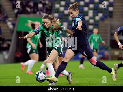 Northern Ireland's Simone Magill (left) and Constance Scofield have a ...