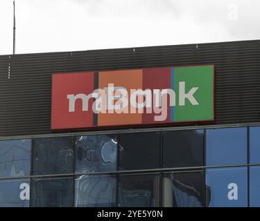 mBank logo seen in Warsaw on February 18, 2021. (Photo by Maciej ...