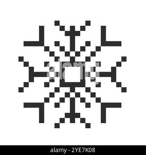 Pixel snowflake winter retro pixilated 8 bit game stamp. Holiday flake ...