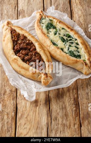 Close up of Turkish Pide bread on wooden table Stock Photo - Alamy