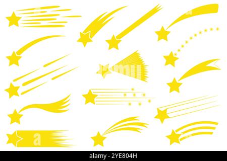 Illustration of different shooting stars isolated on white Stock Photo ...