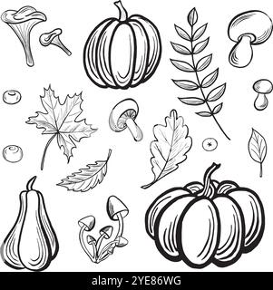 Fall cozy Halloween pumpkins and mushrooms seamless pattern background ...