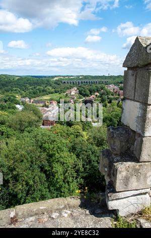 Yorkshire, UK – 23 July 2024: Looking at the chapel and gate house of ...
