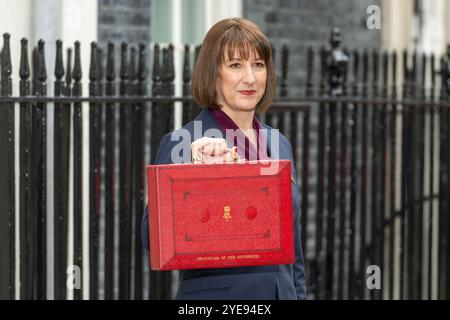 Chancellor of the Exchequer Rachel Reeves holds the red despatch box ...