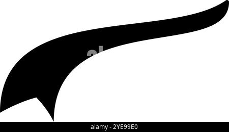 Elegant black shape swooshes energetically against a white background ...