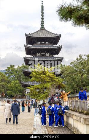 The five-storied pagoda at Toji temple in Kyoto, Japan. Standing at a ...