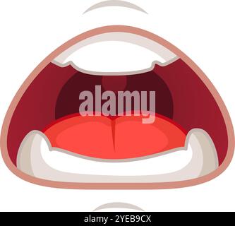 Open mouth with teeth and tongue. Screaming mouth cartoon in flat style ...