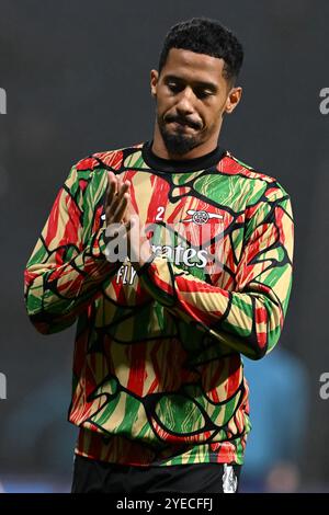William Saliba of Arsenal applauds the fans after the game during the ...