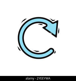 Clockwise rotation arrow icon. Blue mandatory symbol. Vector ...