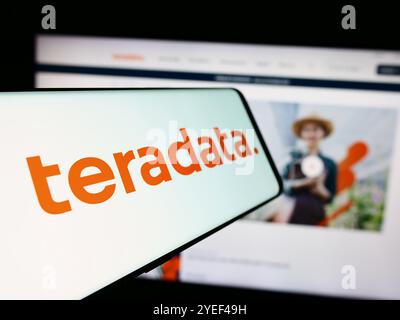 In this photo illustration, a Teradata company logo is seen displayed ...