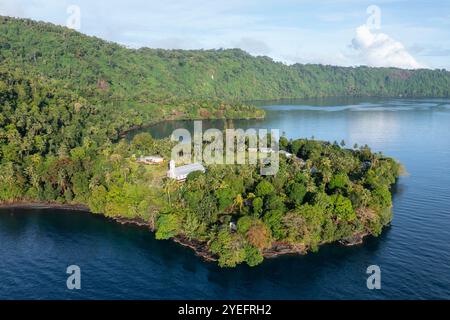 Aerial of Witu church on Garove Island, Papua New Guinea Stock Photo ...
