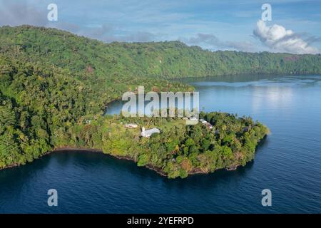 Aerial of Witu church on Garove Island, Papua New Guinea Stock Photo ...