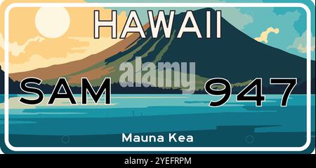 A unique Hawaiian license plate design featuring a detailed vector ...
