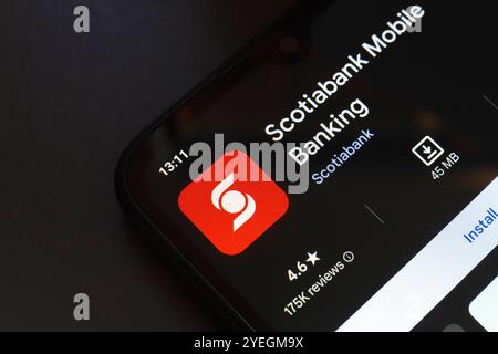 In this photo illustration, the logo of Scotiabank is displayed on the ...