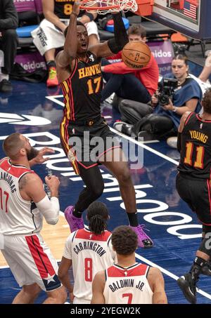 Atlanta Hawks forward Onyeka Okongwu (17) shoots against Philadelphia ...