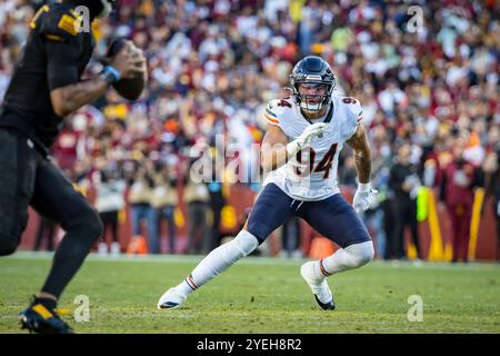 Chicago Bears defensive end Austin Booker (94) rushes during an NFL ...
