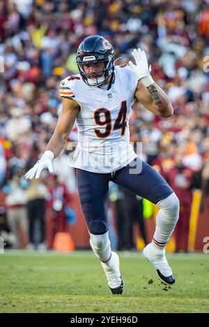 Chicago Bears defensive end Austin Booker (94) rushes during an NFL ...