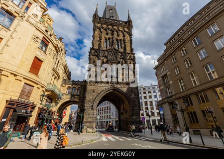 Powder Gate Tower on sunny day in Prague old town Czechia Stock Photo ...