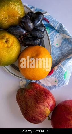 Beautiful composition of tropical fruits on wooden background Stock ...
