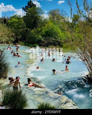 The Saturnia hot springs in Tuscany, Italy, with natural thermal pools ...