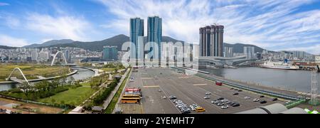 Cityscape of Busan from the International terminal at Busan Port, South ...