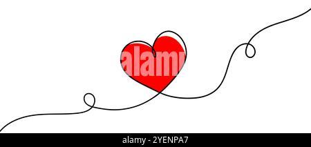 Sweet cute heart. Continuous one line drawing Stock Vector Image & Art ...