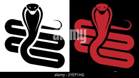 Cobra in fighting stance with hood open silhouette emblem of aggressive ...