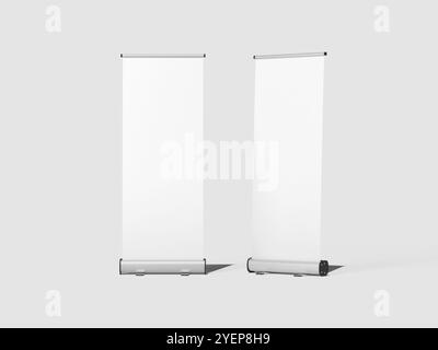 Blank Roll Up Banner Stand Mockup 3D Render Stock Photo - Alamy