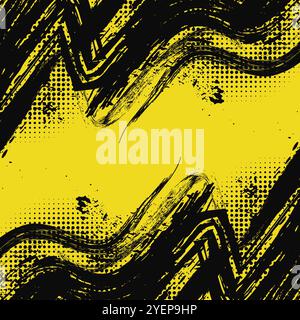 Abstract Black and Yellow Dirty Grunge Background with Halftone Effect. Sports Background with ...