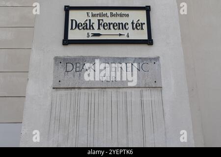 Historic Street Sign Deak Ferenc Square in Budapest, Hungary Stock ...