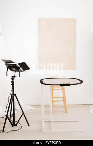 modern photo studio setup with lights table professional equipment ...
