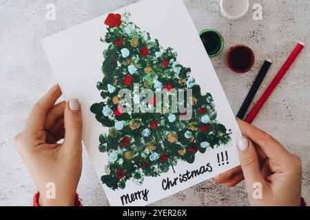DIY Making greeting card Handmade crafts on holiday for children. Step ...
