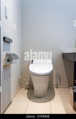 Japanese white electric toilet with control panel in Gate Hotel, Tokyo ...
