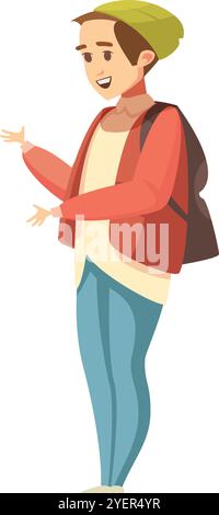 Stylish man in flat style vector illustration. A guy in fashionable ...