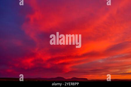 Firery red sky after sunset, Orkney Islands Stock Photo - Alamy