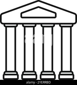 Line drawing of a parliament building with columns showing democracy ...