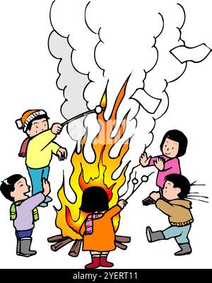 Dondo-yaki (burning of acorns Stock Photo - Alamy