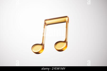 Golden glass music notes with white background, 3d rendering. 3D ...