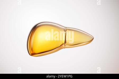 Transparent golden liver organ, 3d rendering. 3D illustration Stock ...