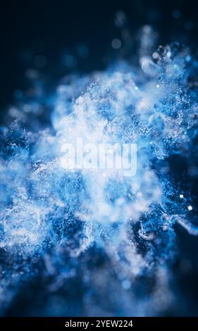 Blue flowing particles with explosive wave effect, 3d rendering. 3D ...