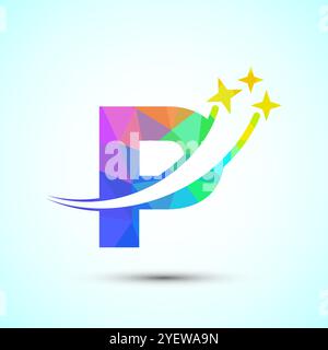 English alphabet with swoosh and star sign. Shooting star logo design ...