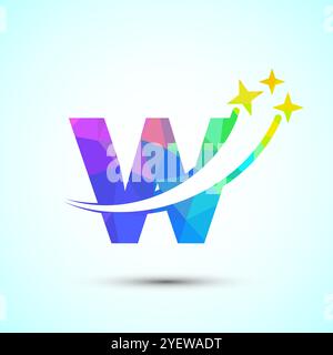 English alphabet with swoosh and star sign. Shooting star logo design ...